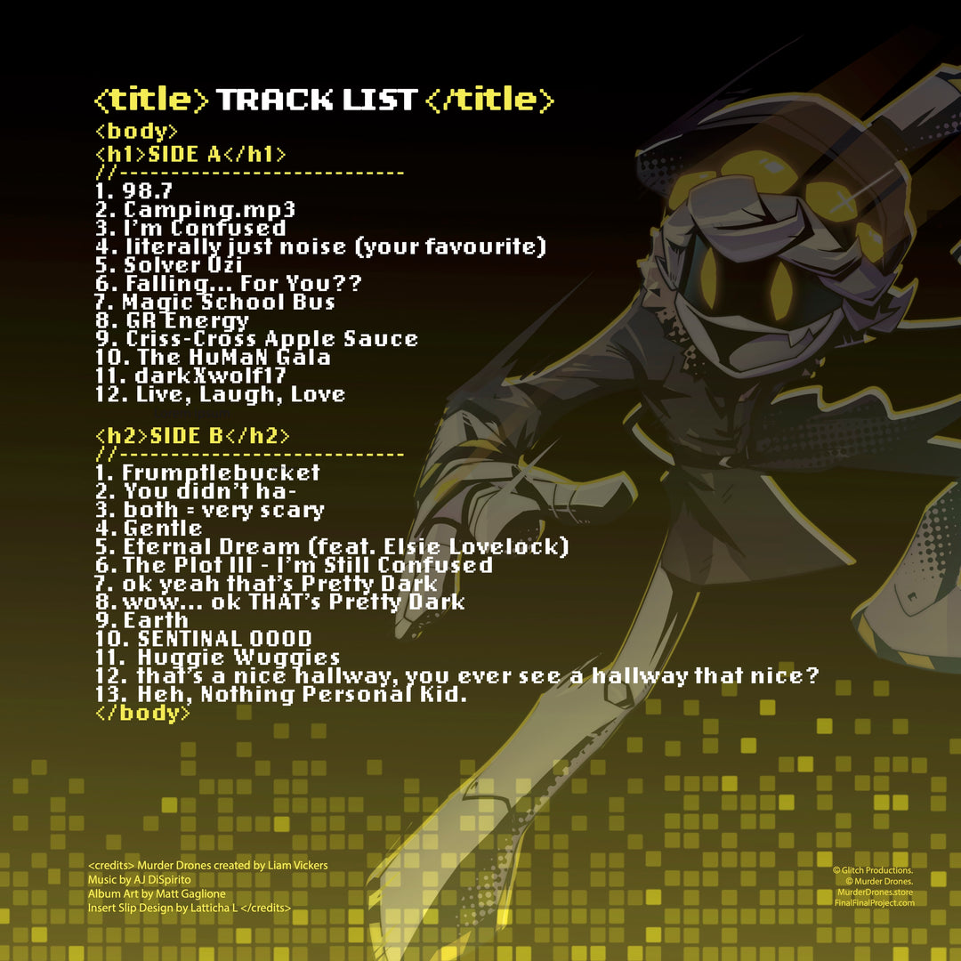 Disco de vinilo n.º 2 de Murder Drones – Glitch Productions Store