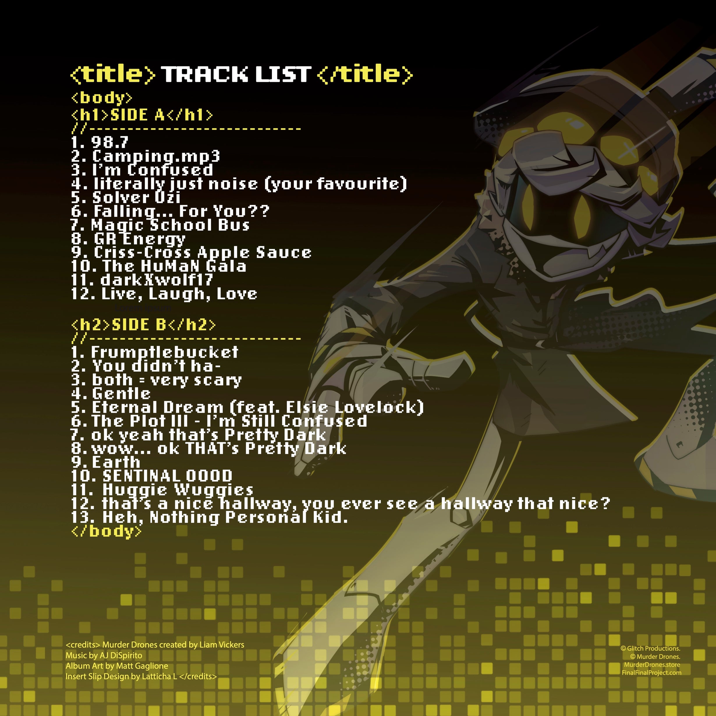 Disco de vinilo n.º 2 de Murder Drones – Glitch Productions Store