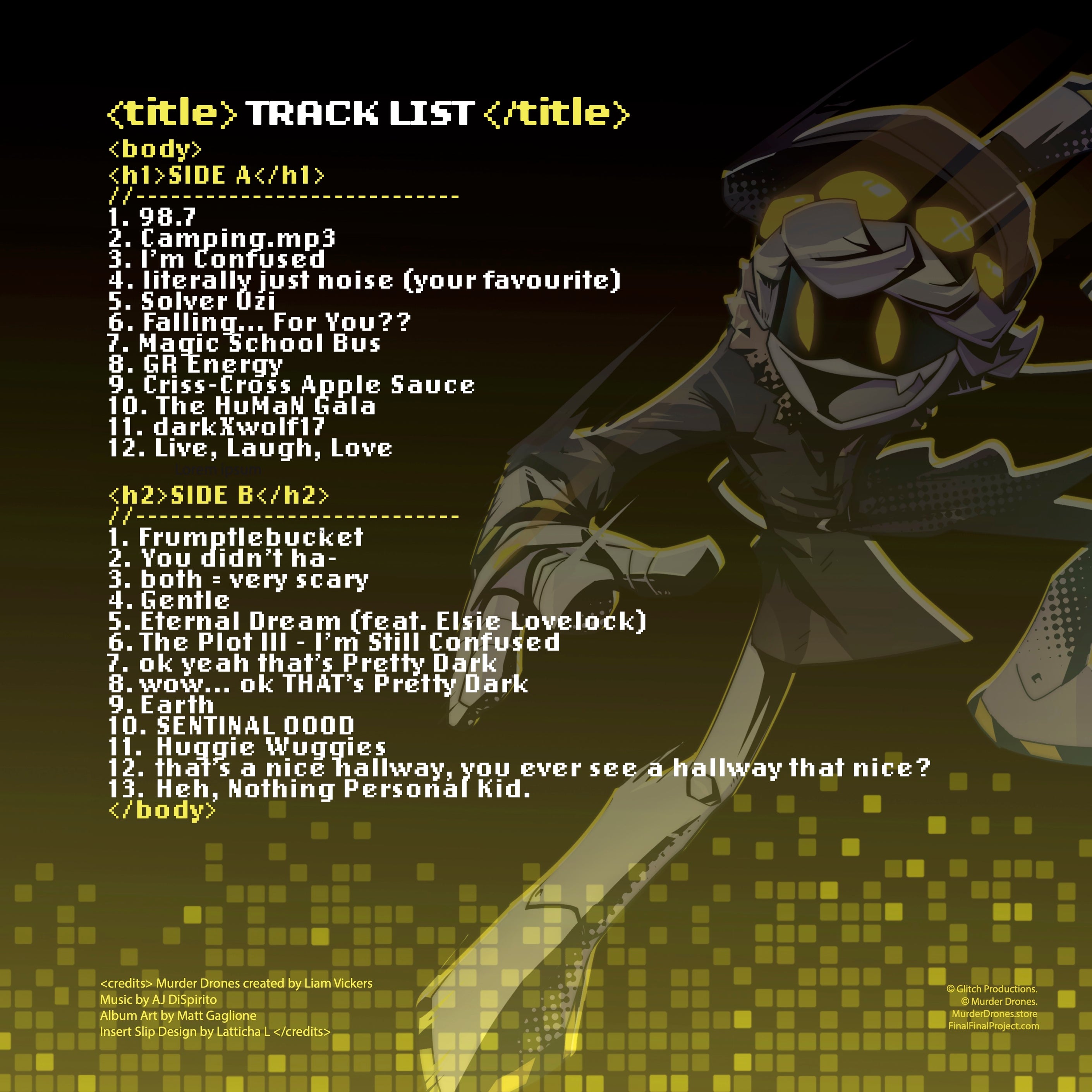 Disco de vinilo n.º 2 de Murder Drones – Glitch Productions Store